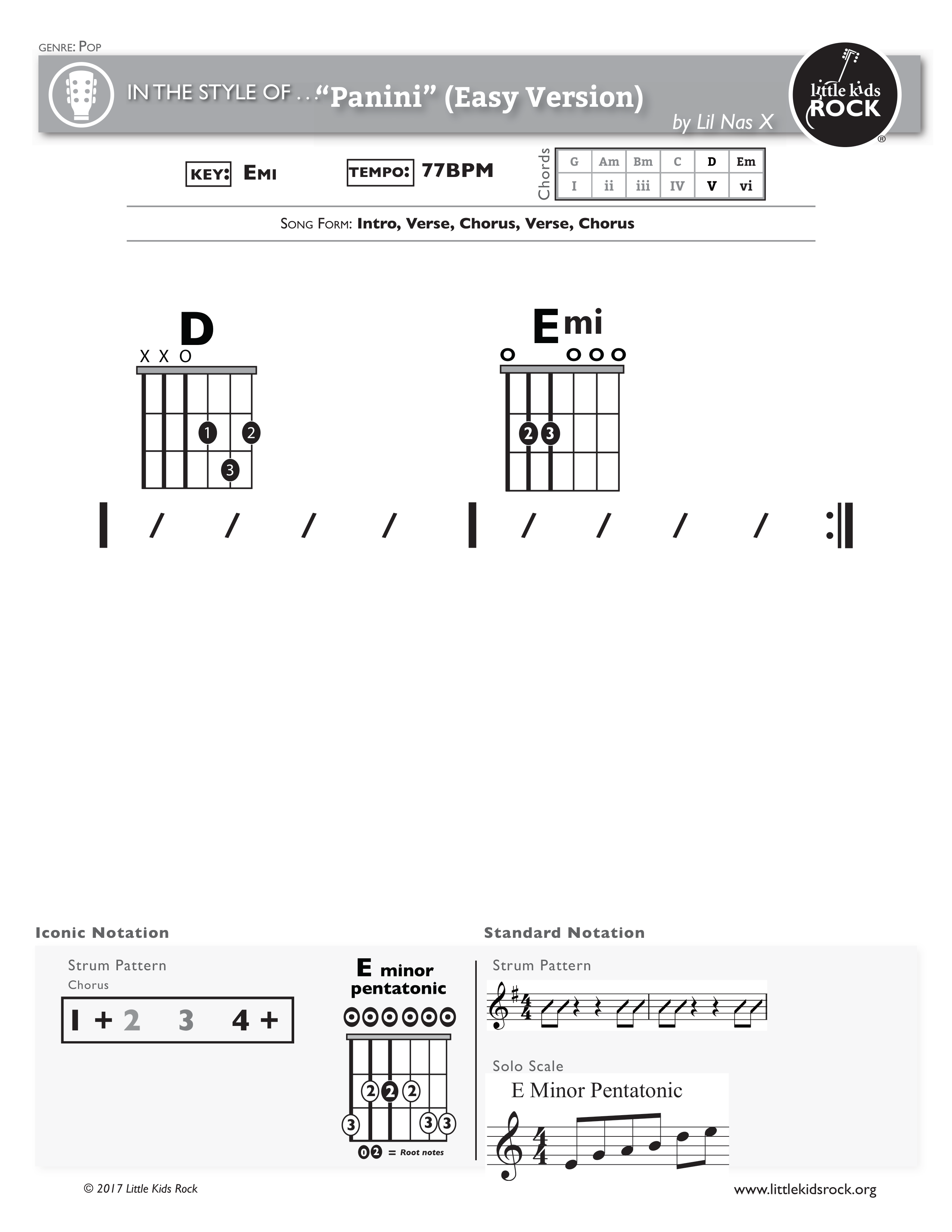 Panini (Easy) by Lil Nas X | Guitar Song Chart | Music Will